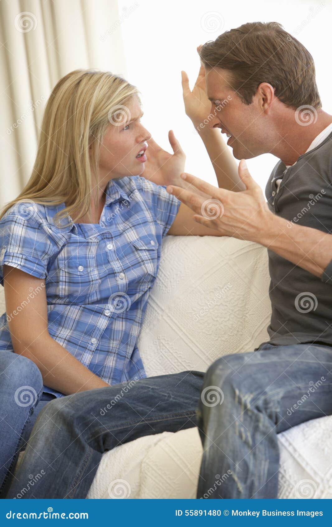 Young Couple Having Argument at Home Stock Photo - Image of ...