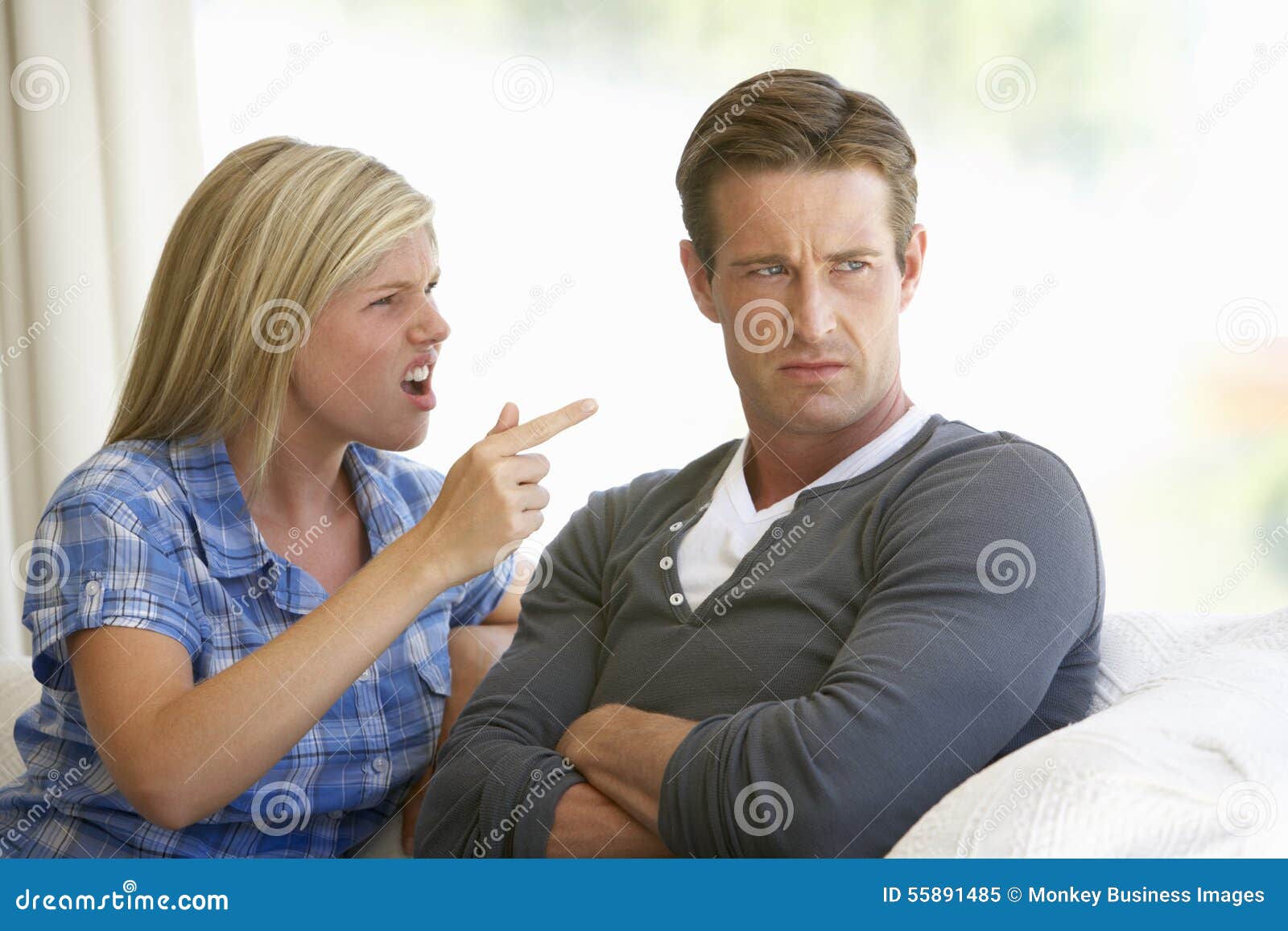 Young Couple Having Argument at Home Stock Image - Image of woman ...