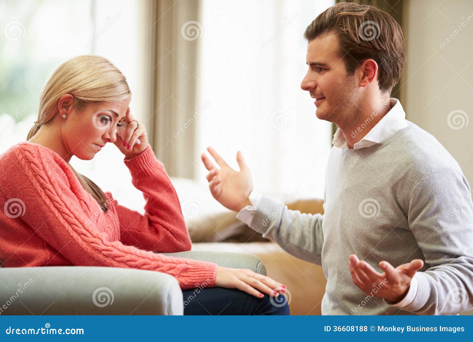 Young Couple Having Argument at Home Stock Photo - Image of twenties ...