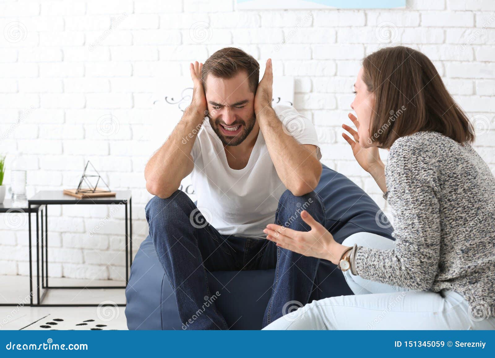 Young Couple Having Arguments at Home Stock Image - Image of boyfriend ...
