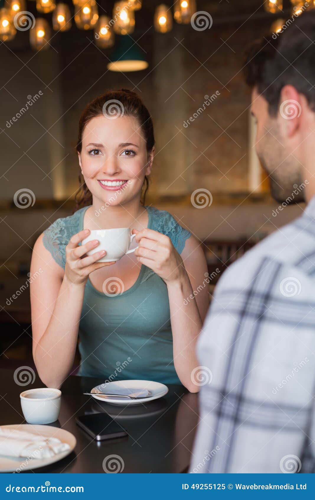 Young Couple Having Coffee Together Stock Image - Image of adult ...