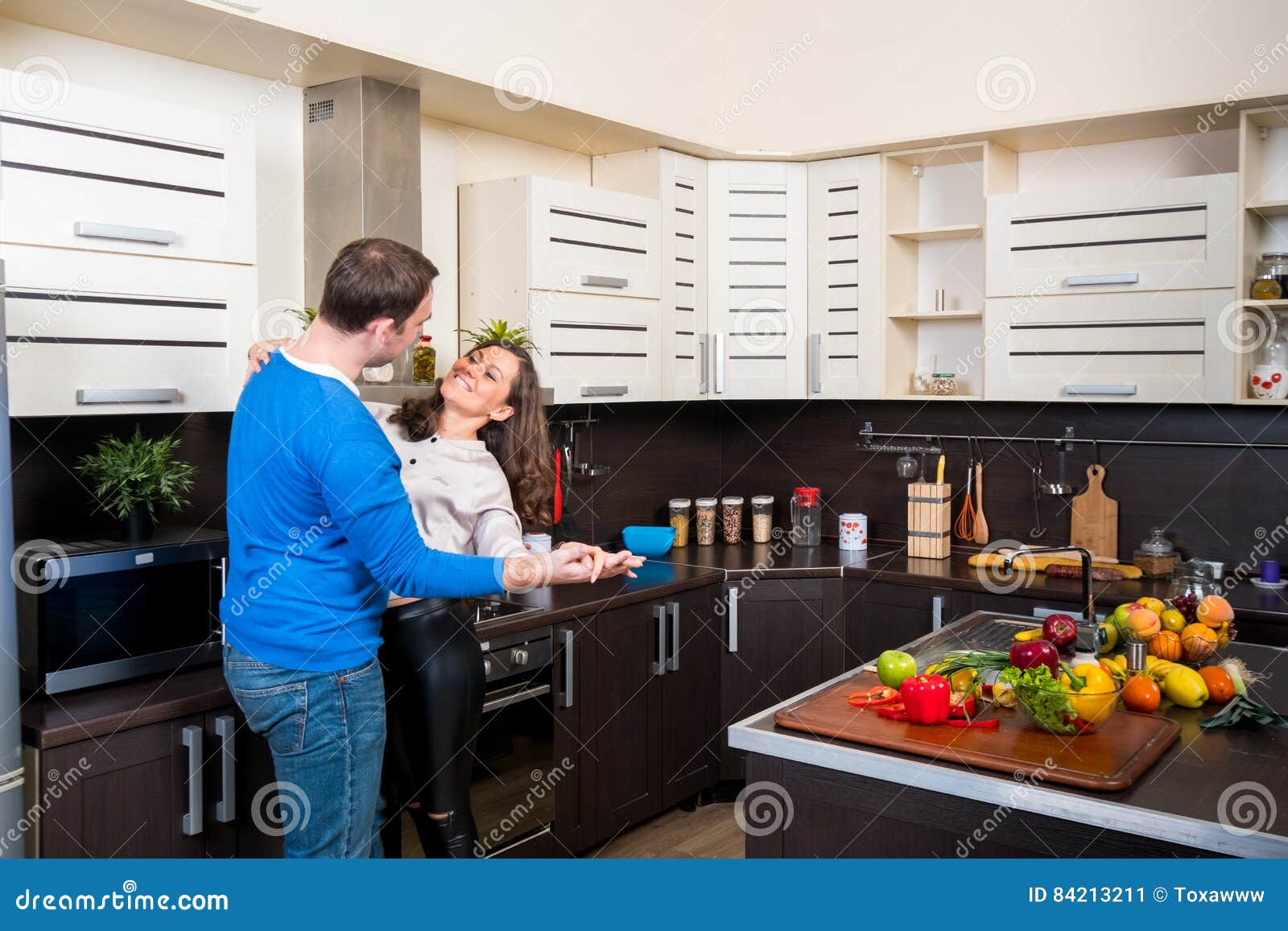 Young Couple Having Fun in the Kitchen Stock Image - Image of lifestyle ...