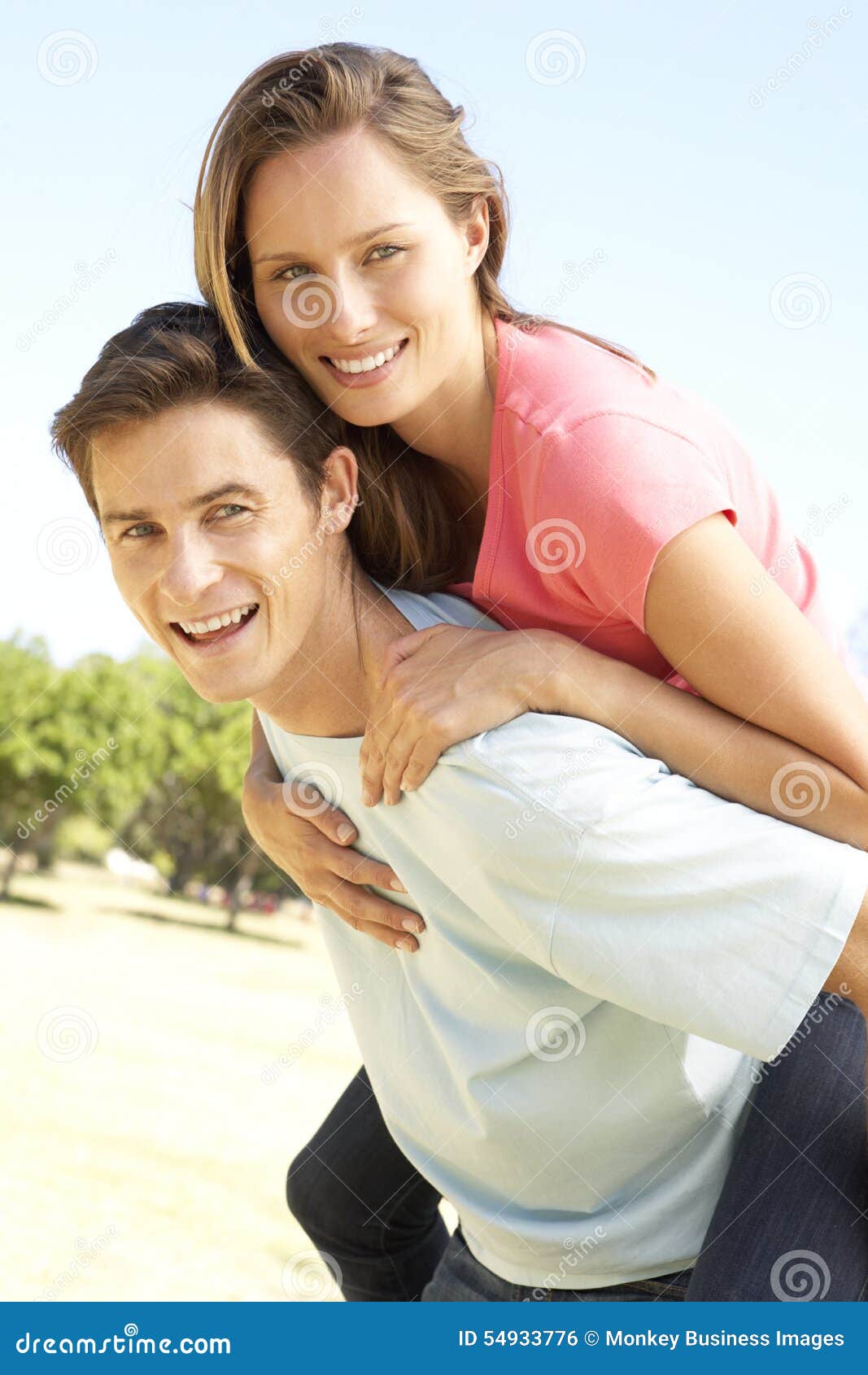 Young Couple Having Fun Piggyback Ride Stock Photo - Image of happy ...