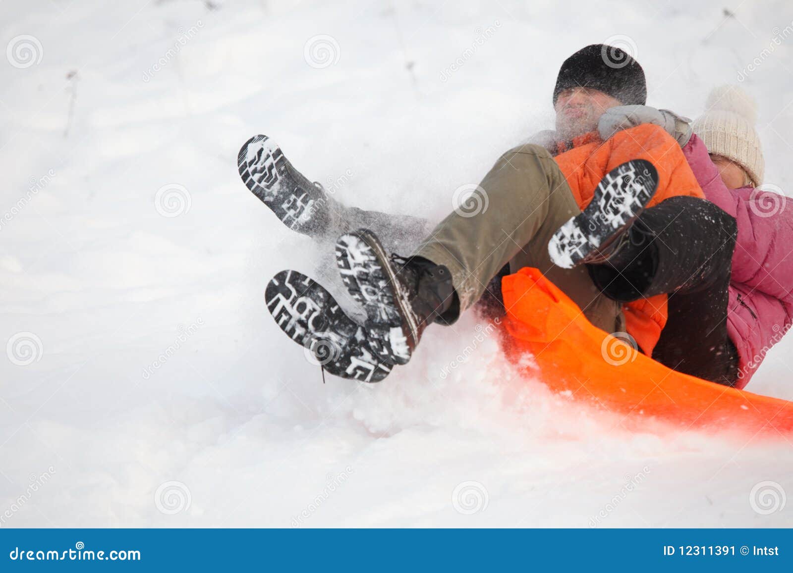 Young Couple Having Fun in Snow Stock Image - Image of happiness, blur ...
