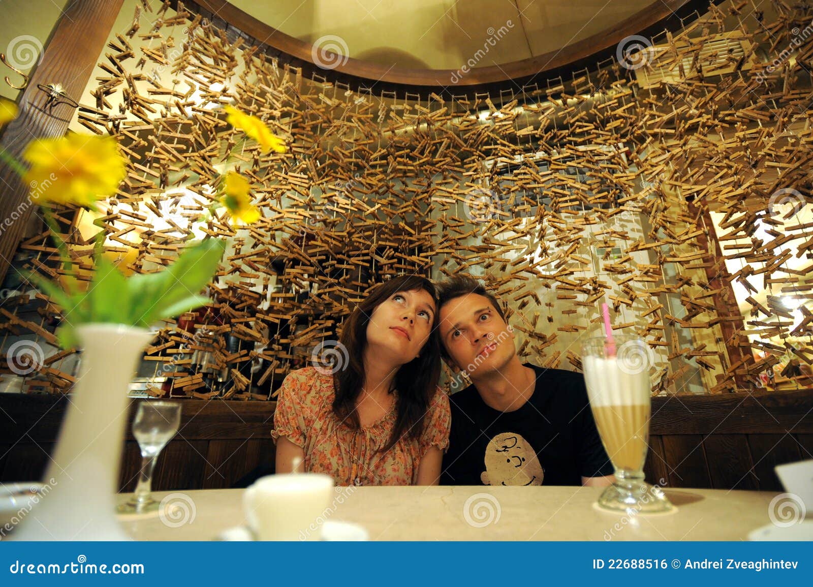 Young Couple Having Rest in a Cafe Stock Photo - Image of carefree ...