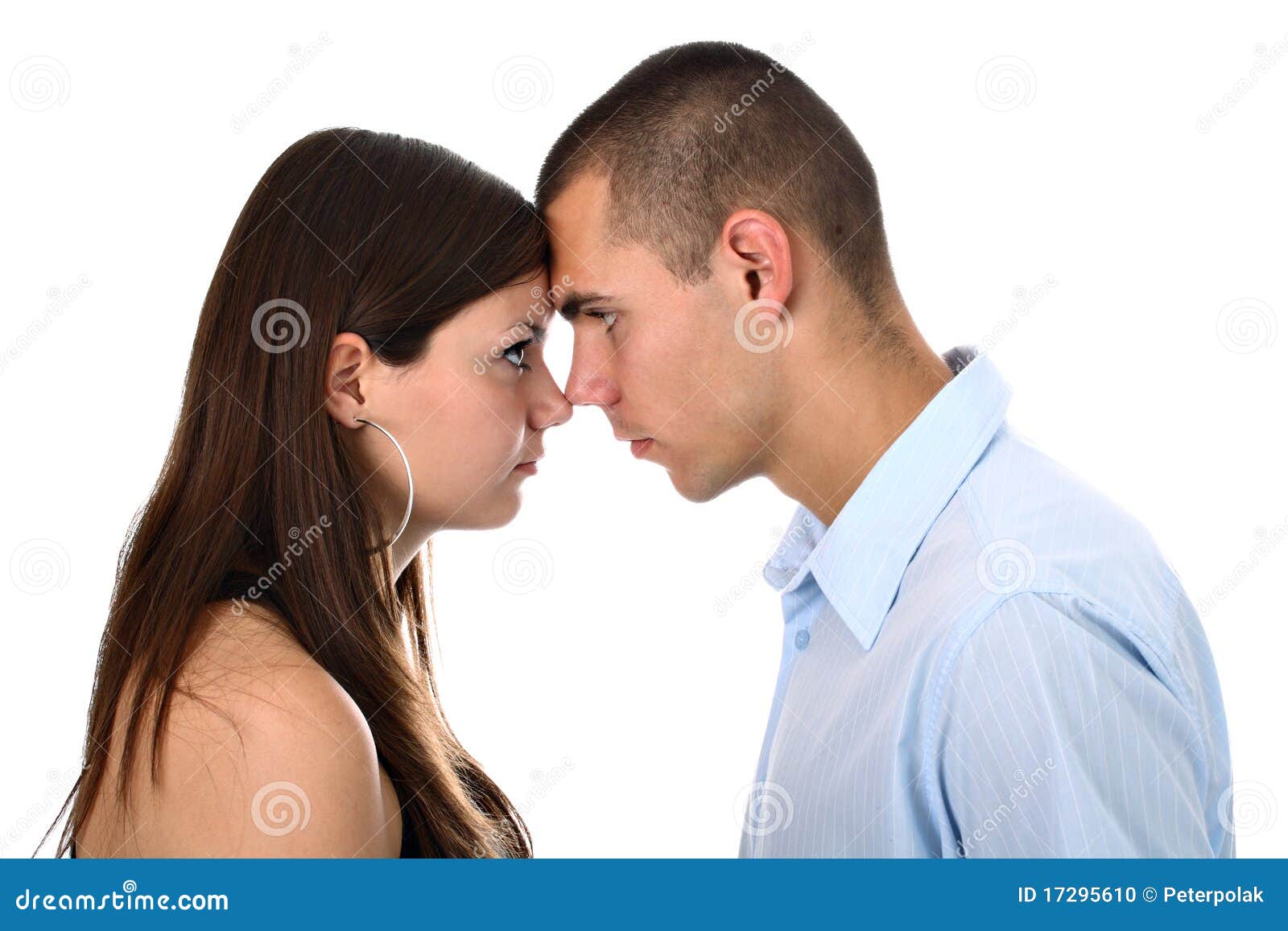 Young Couple in Head-to-head Position Isolated Stock Photo - Image of ...