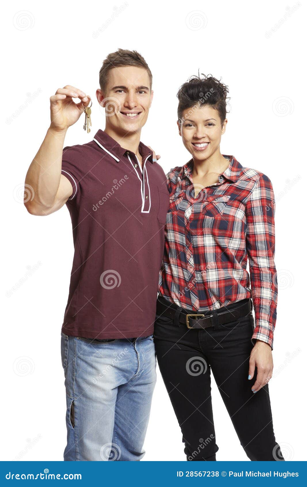 Young Couple Holding Set of House Keys Stock Photo - Image of happy ...