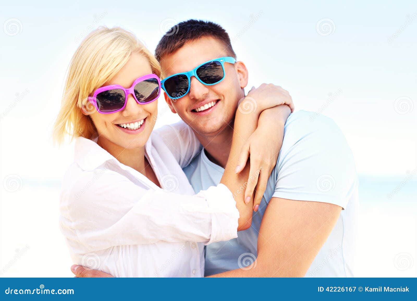 Young Couple Hugging at the Beach Stock Image - Image of nature ...
