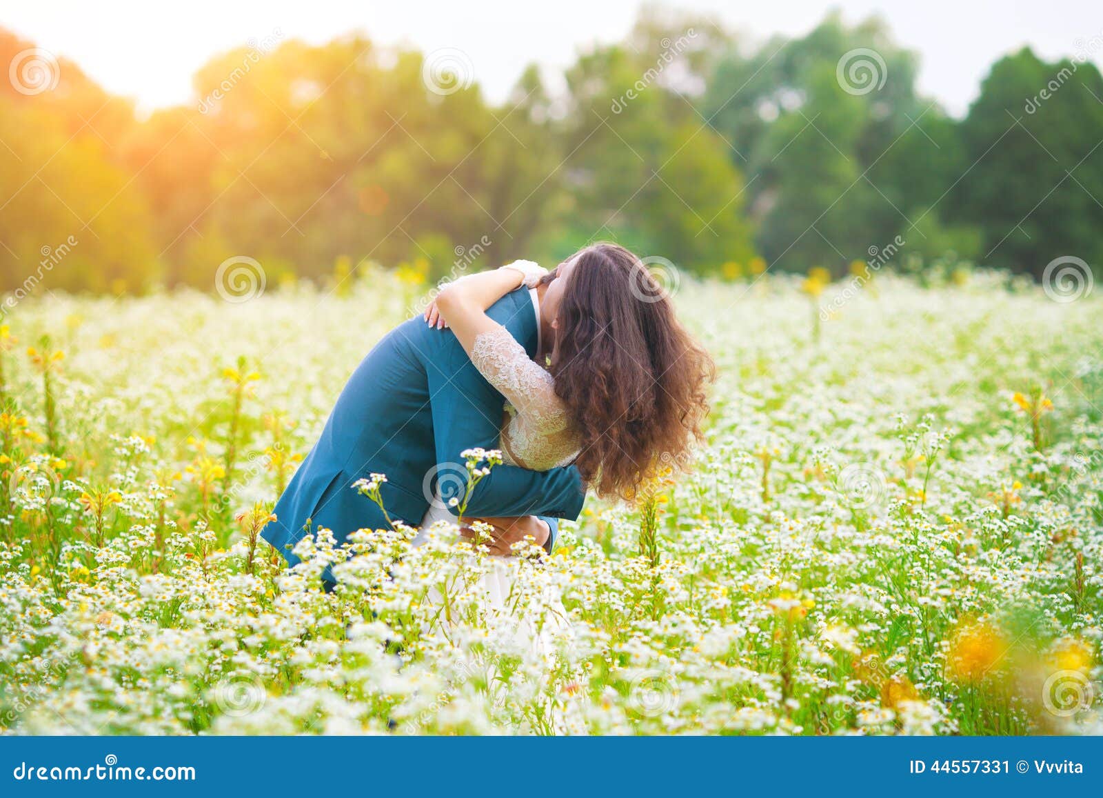 Young Couple Hugging in the Field Stock Image - Image of fresh, married ...