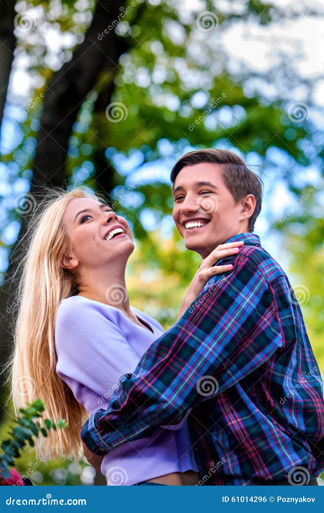 Young Couple Hugging and Flirting in Park Stock Photo - Image of ...