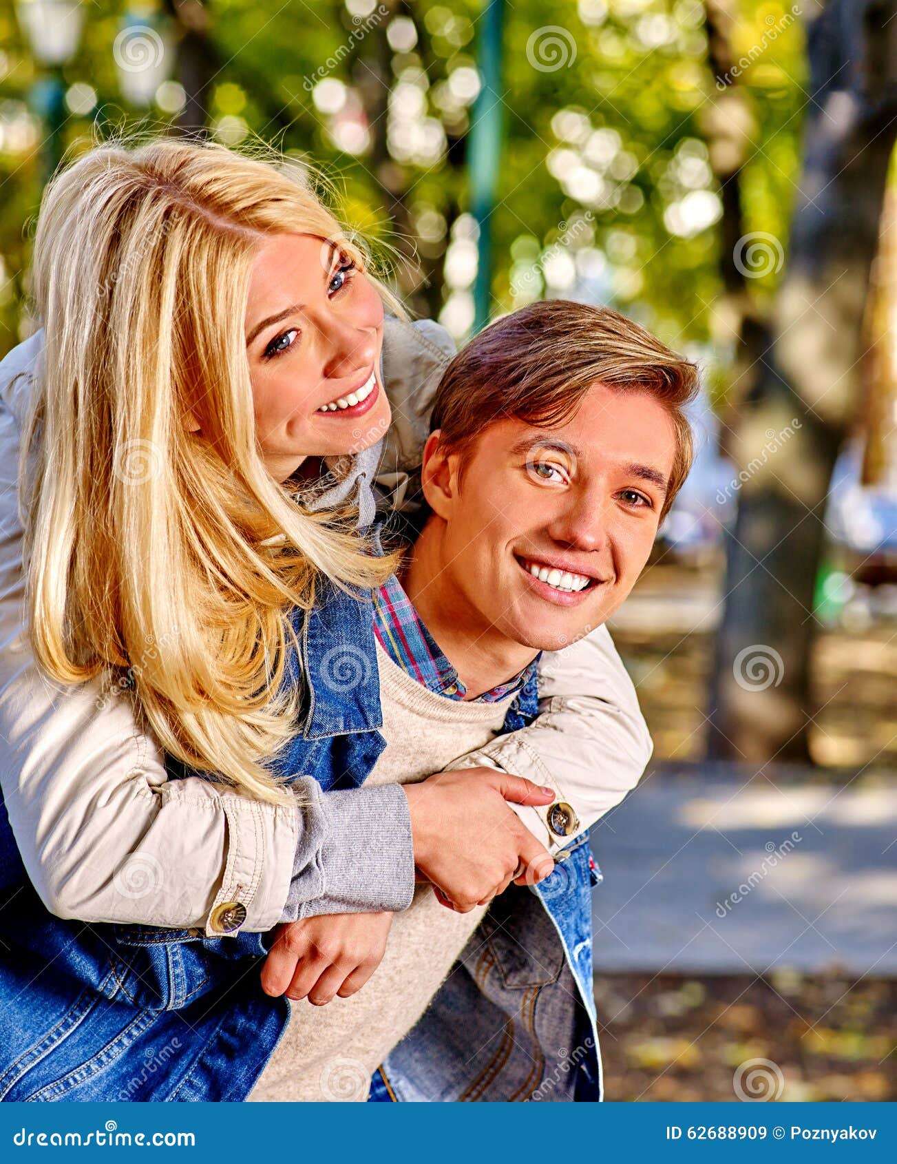 Young Couple Hugging and Flirting in Park Stock Image - Image of beauty ...