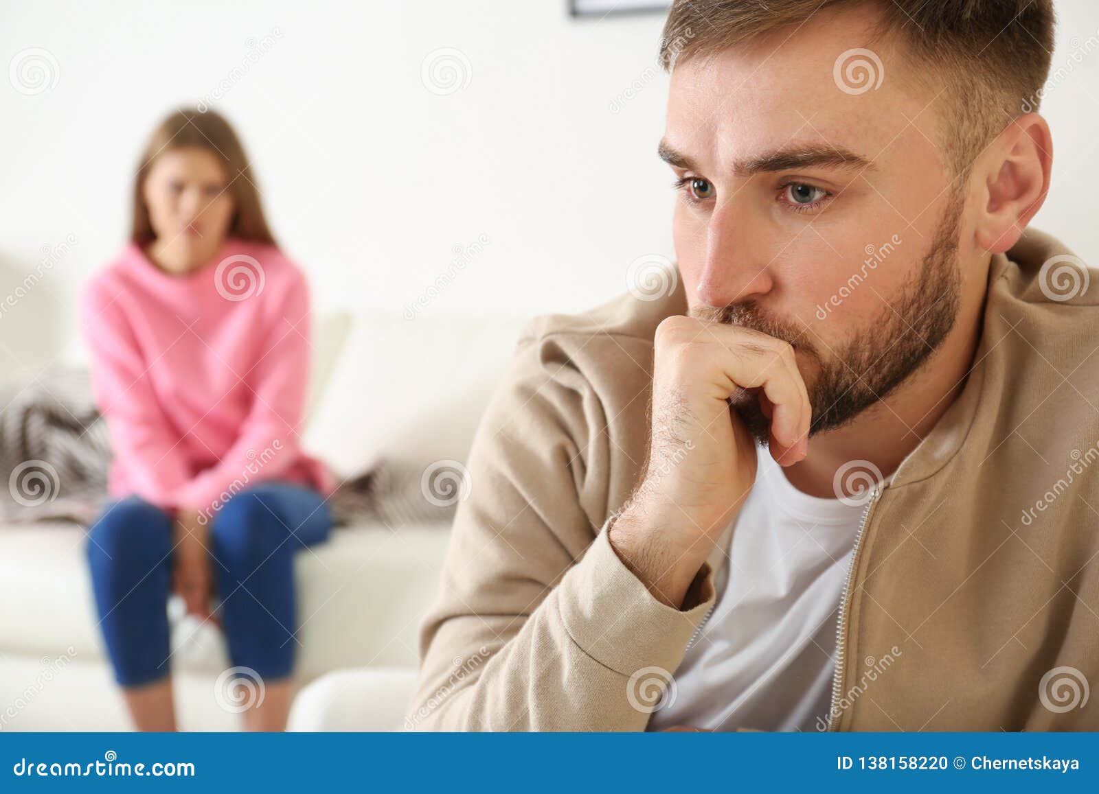 Young Couple Ignoring Each Other after Argument in Living Room Stock ...