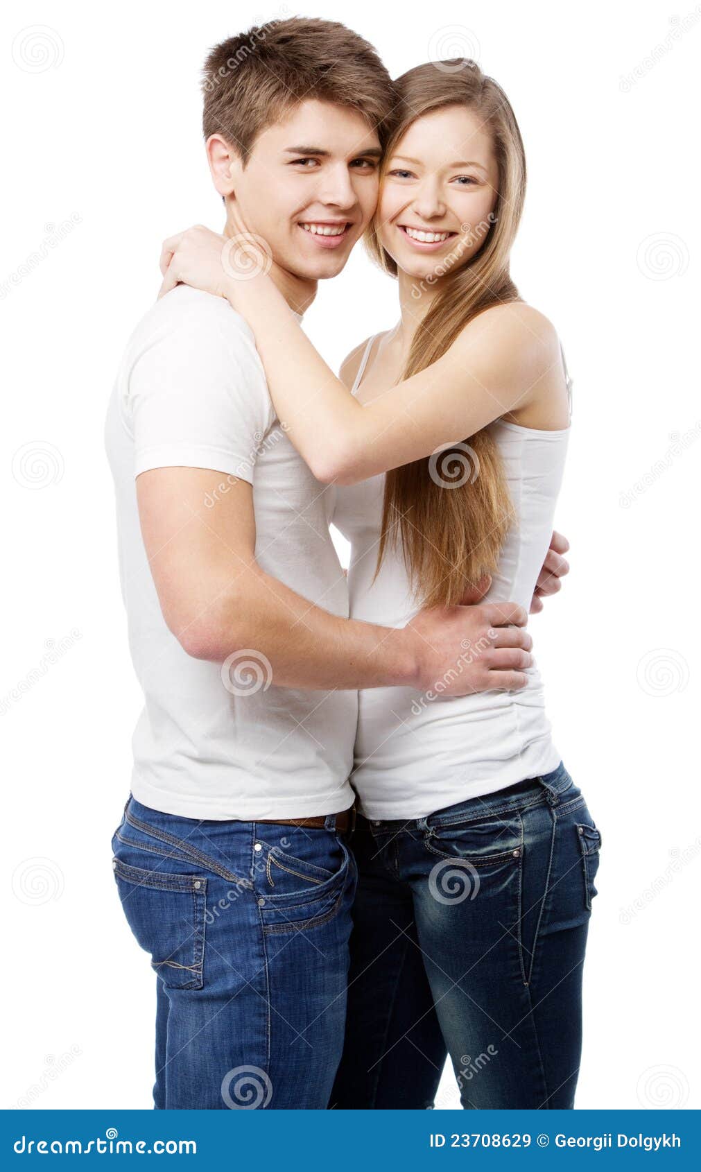 Young Couple Isolated on White Background Stock Image - Image of female ...