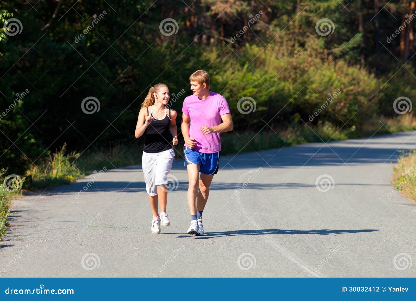 Running together stock photo. Image of health, park, couple - 30032412