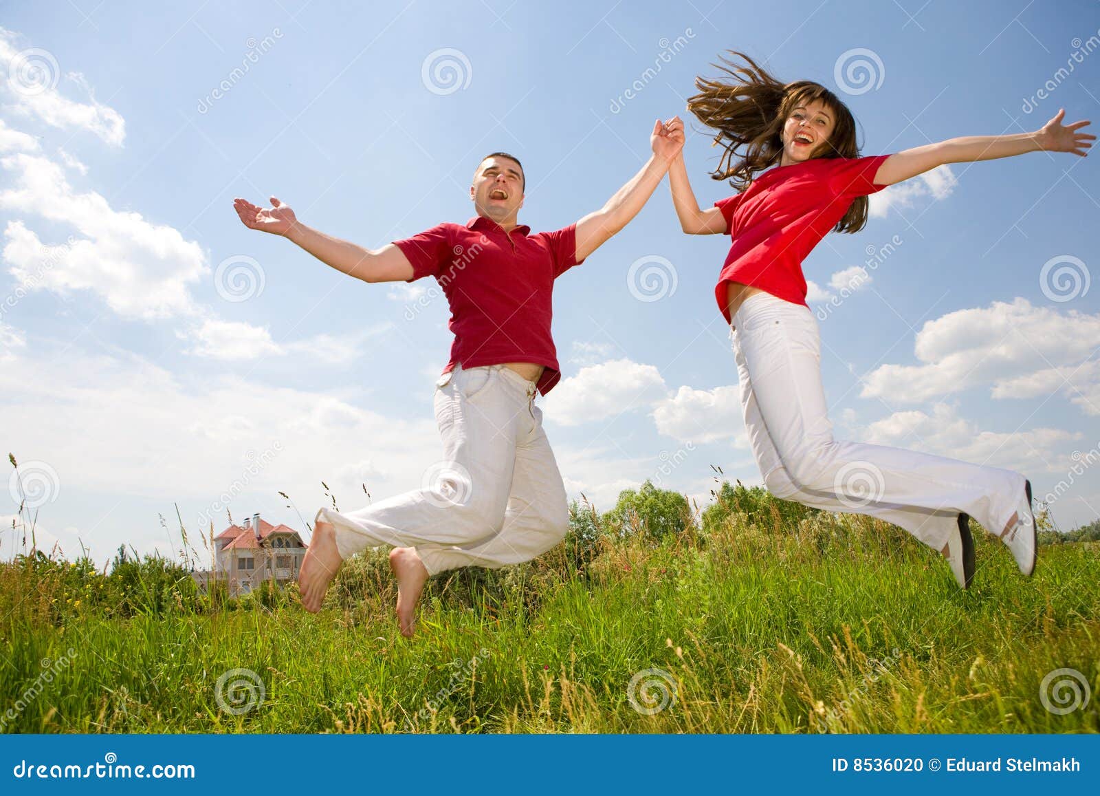 Young Couple - jumping stock photo. Image of girl, love - 8536020