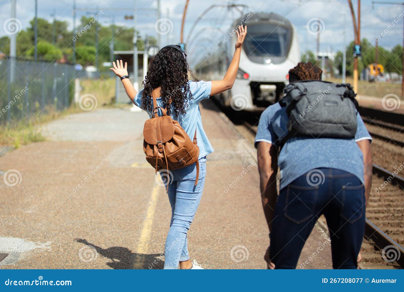 Young Couple Just Missed Train Home Stock Image - Image of luggage, young: 267208077