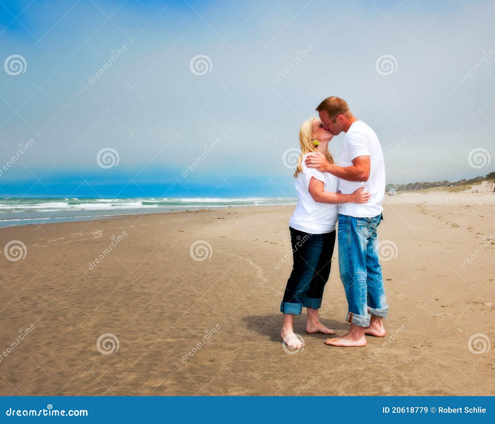 Young Couple Kissing on the Beach Stock Image - Image of kiss, partners ...