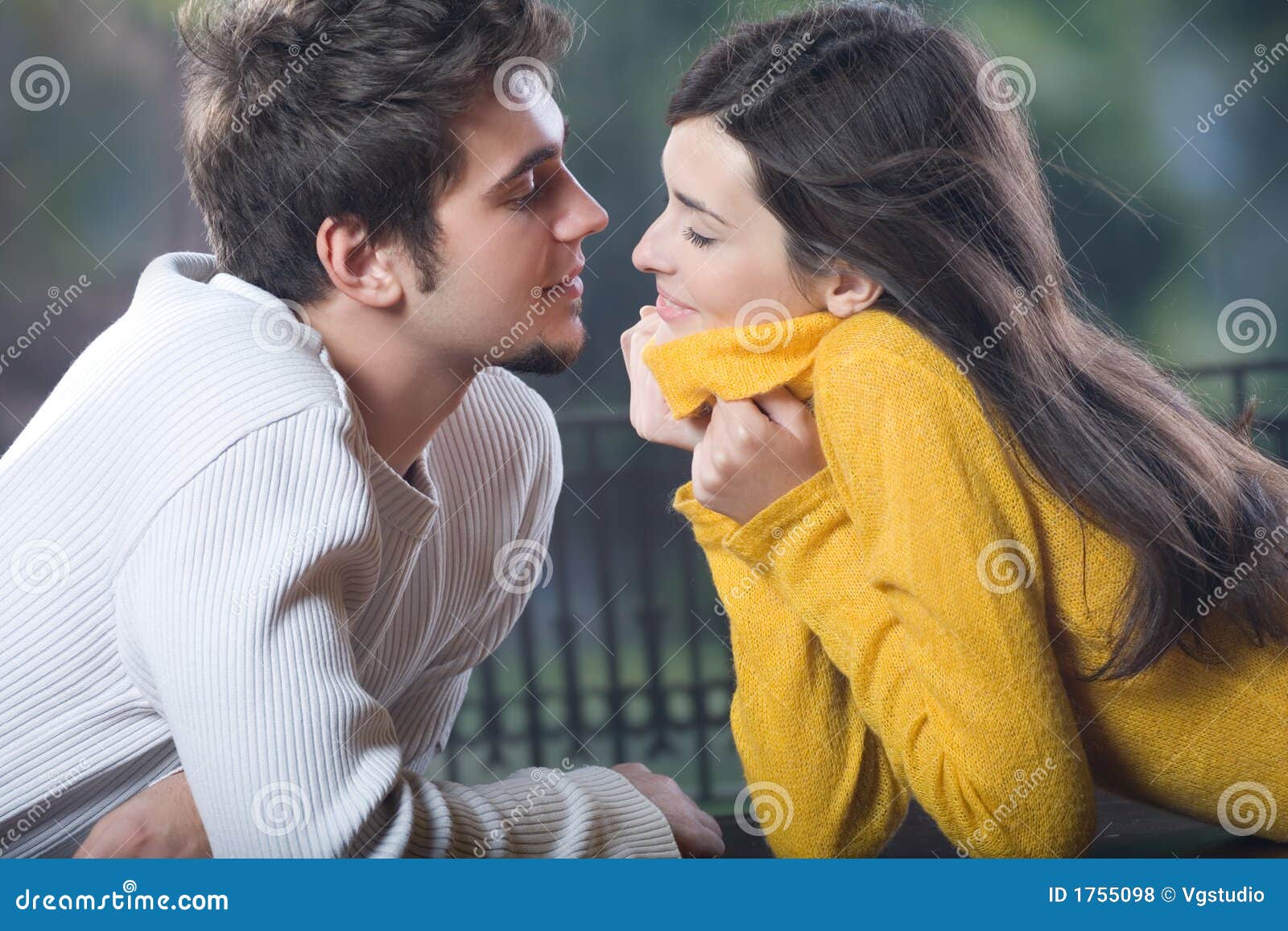 Young Couple Kissing, Outdoors Stock Photo - Image of meeting, activity ...