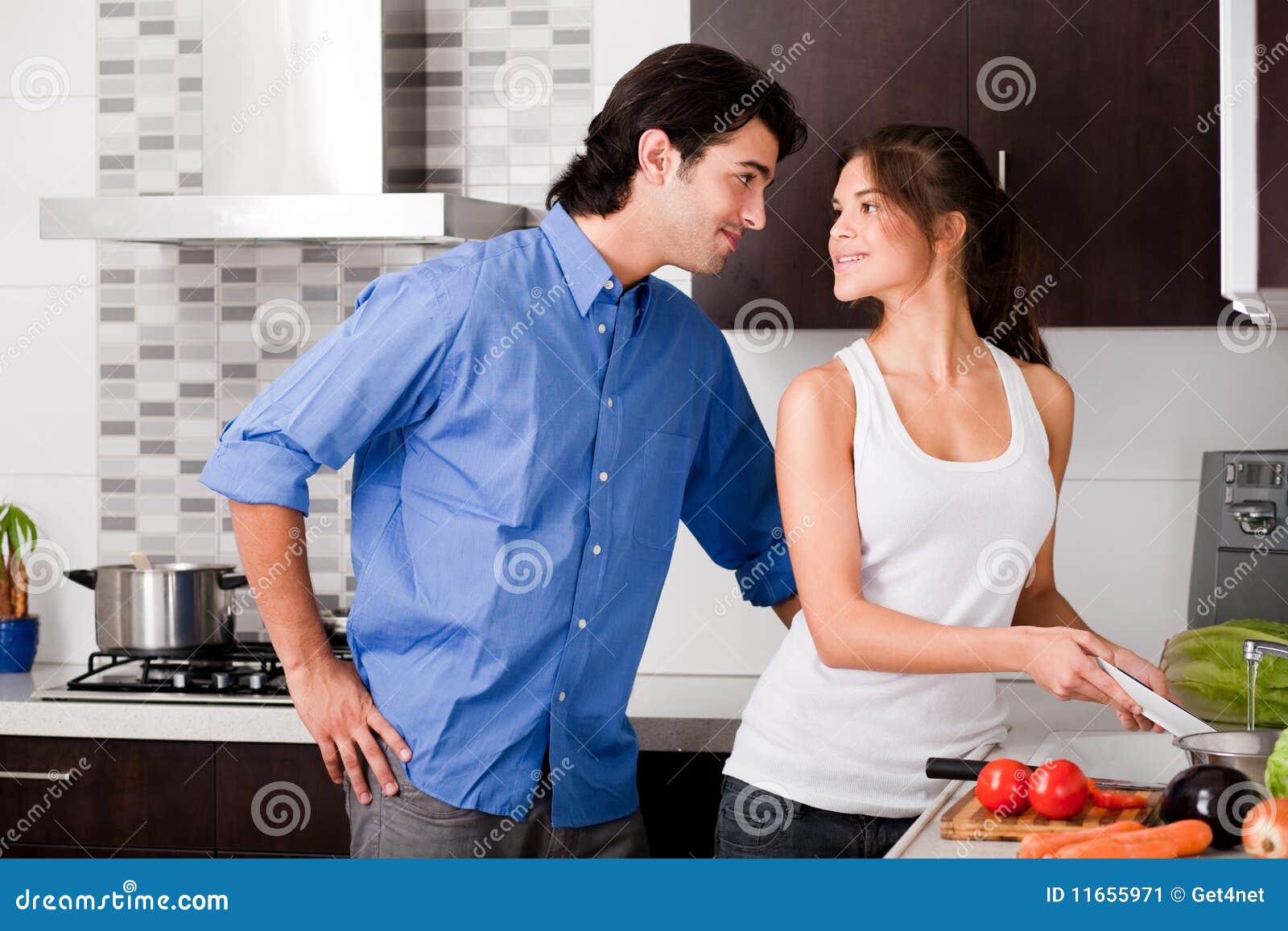 Young Couple in the Kitchen Stock Image - Image of lifestyle, family ...