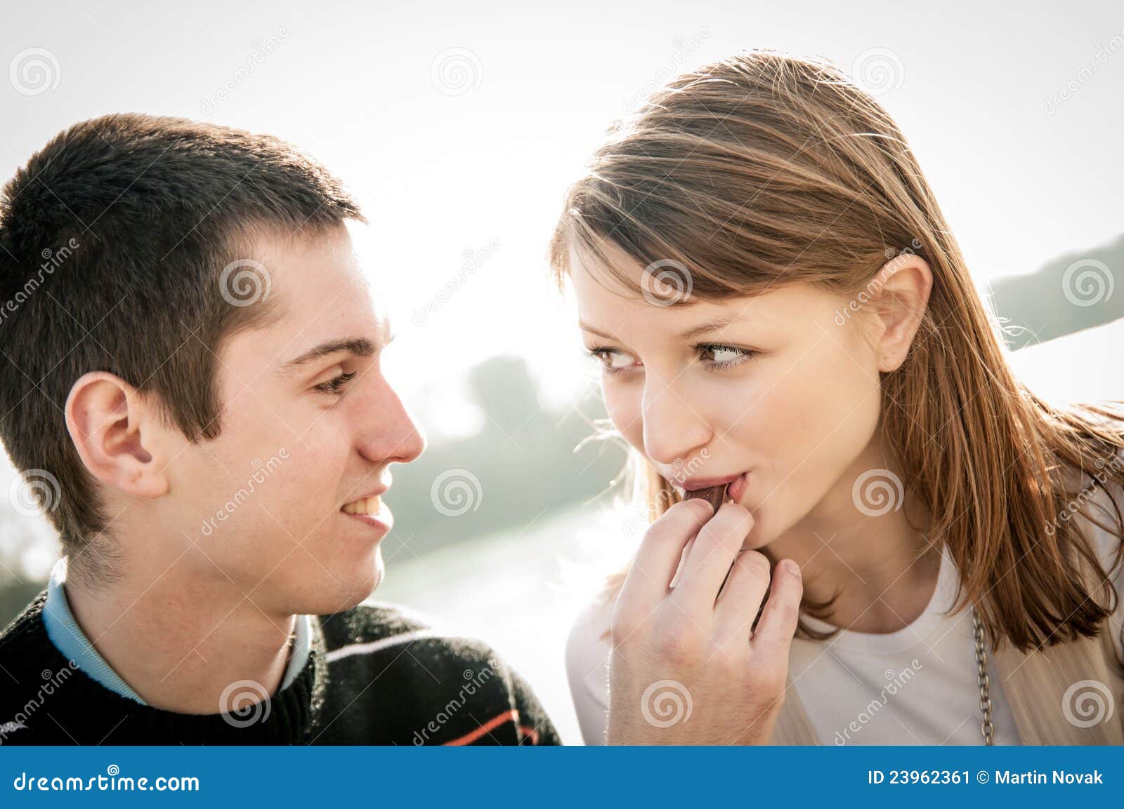 Young Couple in Locve Eating Chocolate Stock Image - Image of happy ...