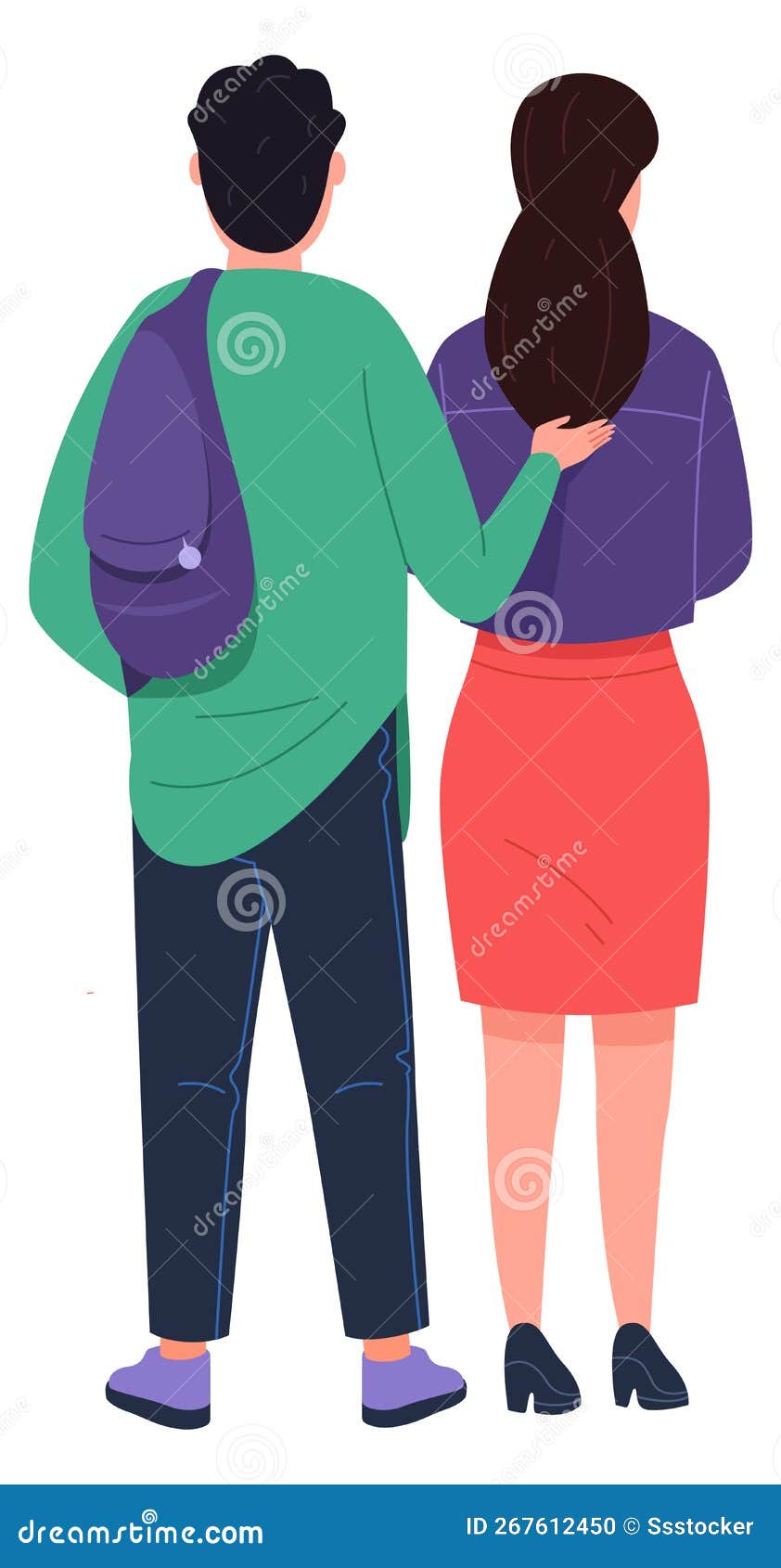 Young Couple Looking Forward. People Rear View Stock Vector ...