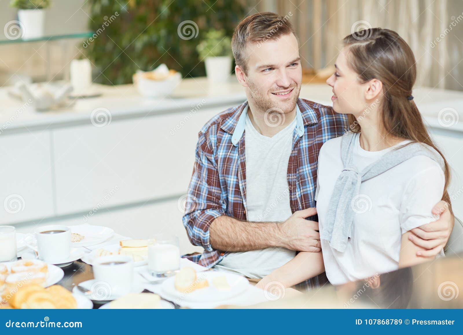 Talking by breakfast stock image. Image of tender, relationship - 107868789