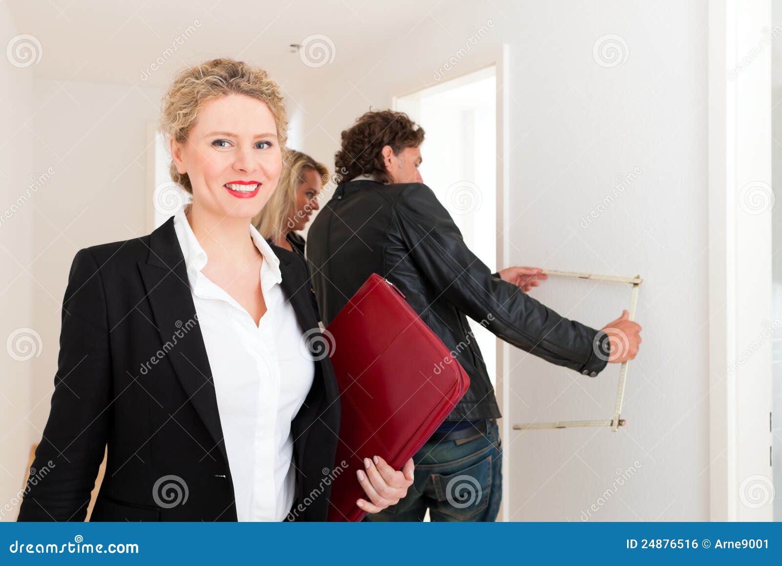 Young Couple Looking for Real Estate with Realtor Stock Photo - Image ...