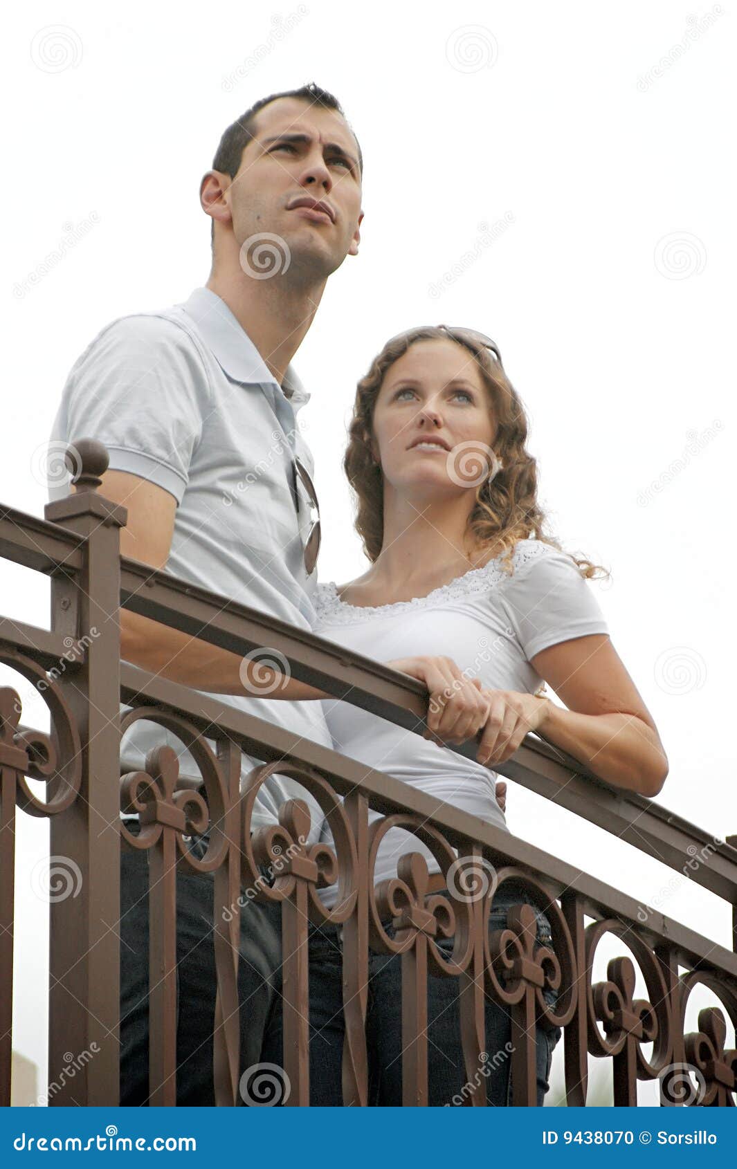 Young Couple Looking Up To the Sky from Outside Ba Stock Photo - Image ...