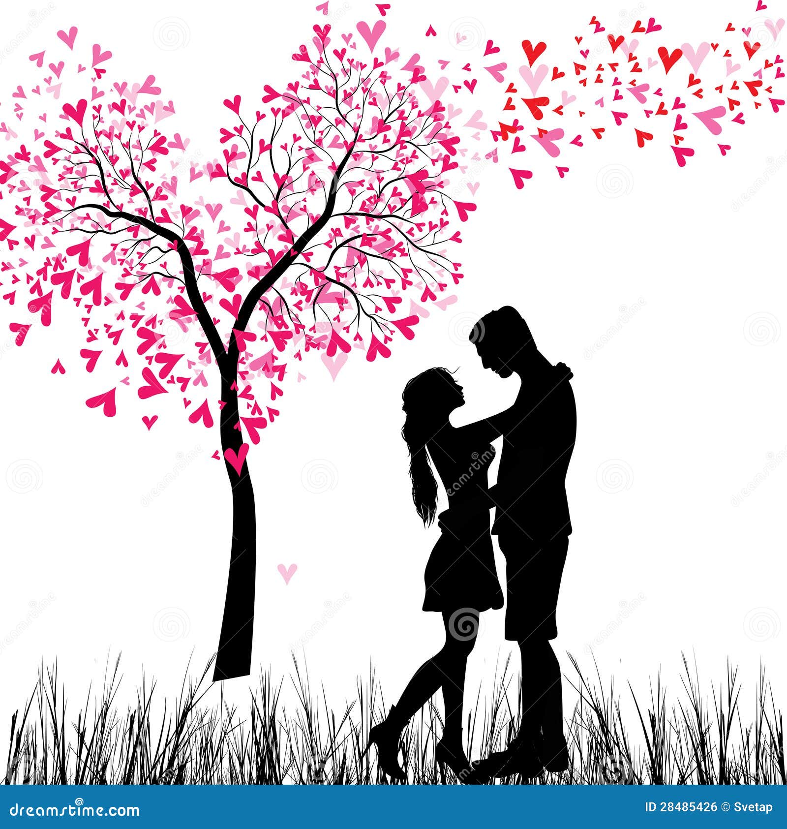 Couple In Love Vector Characters Silhouette Togetherness Happy Smiling ...