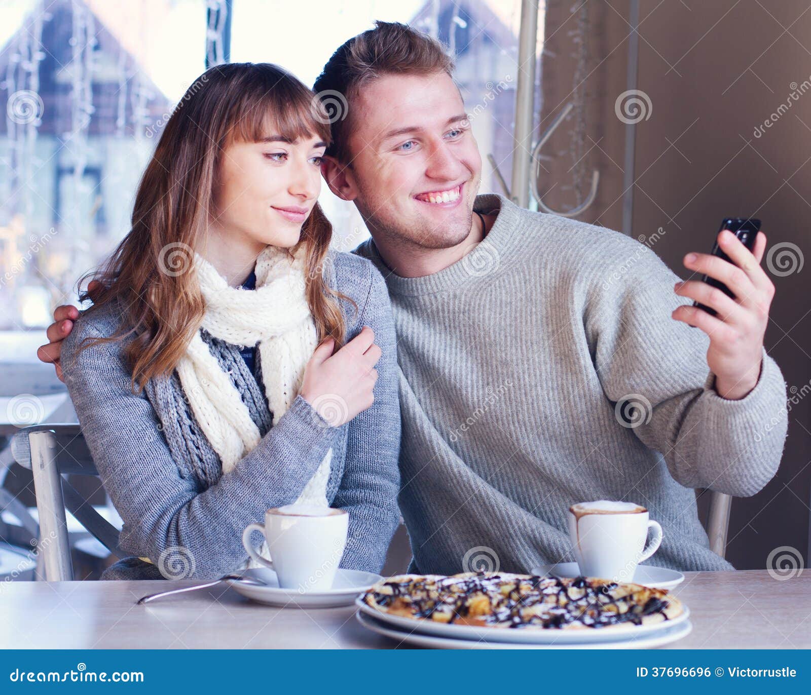 Young Couple in Love in Cafe Stock Photo - Image of happiness, person ...