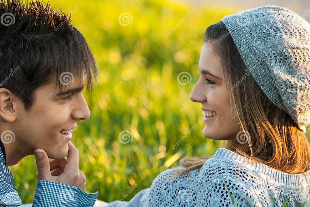 Young Couple with in Love Face Expression. Stock Photo - Image of field ...
