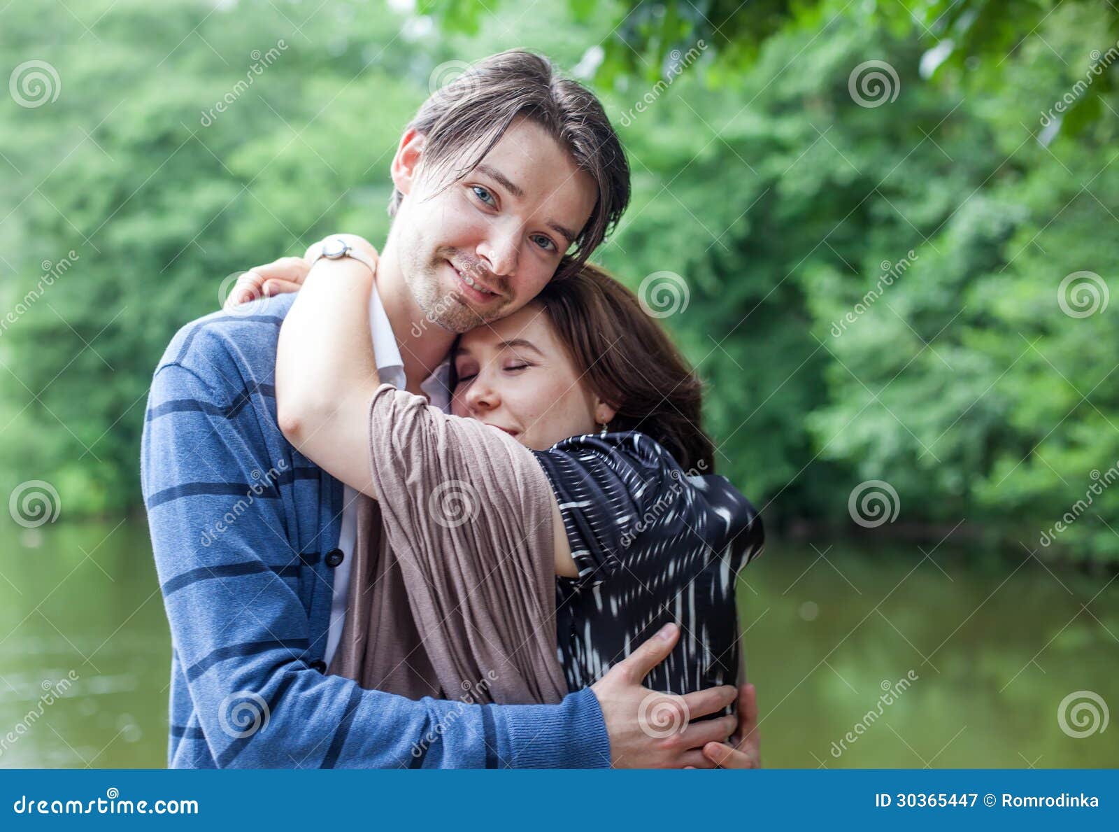 Young Couple in Love in Forest Stock Image - Image of beauty, human ...