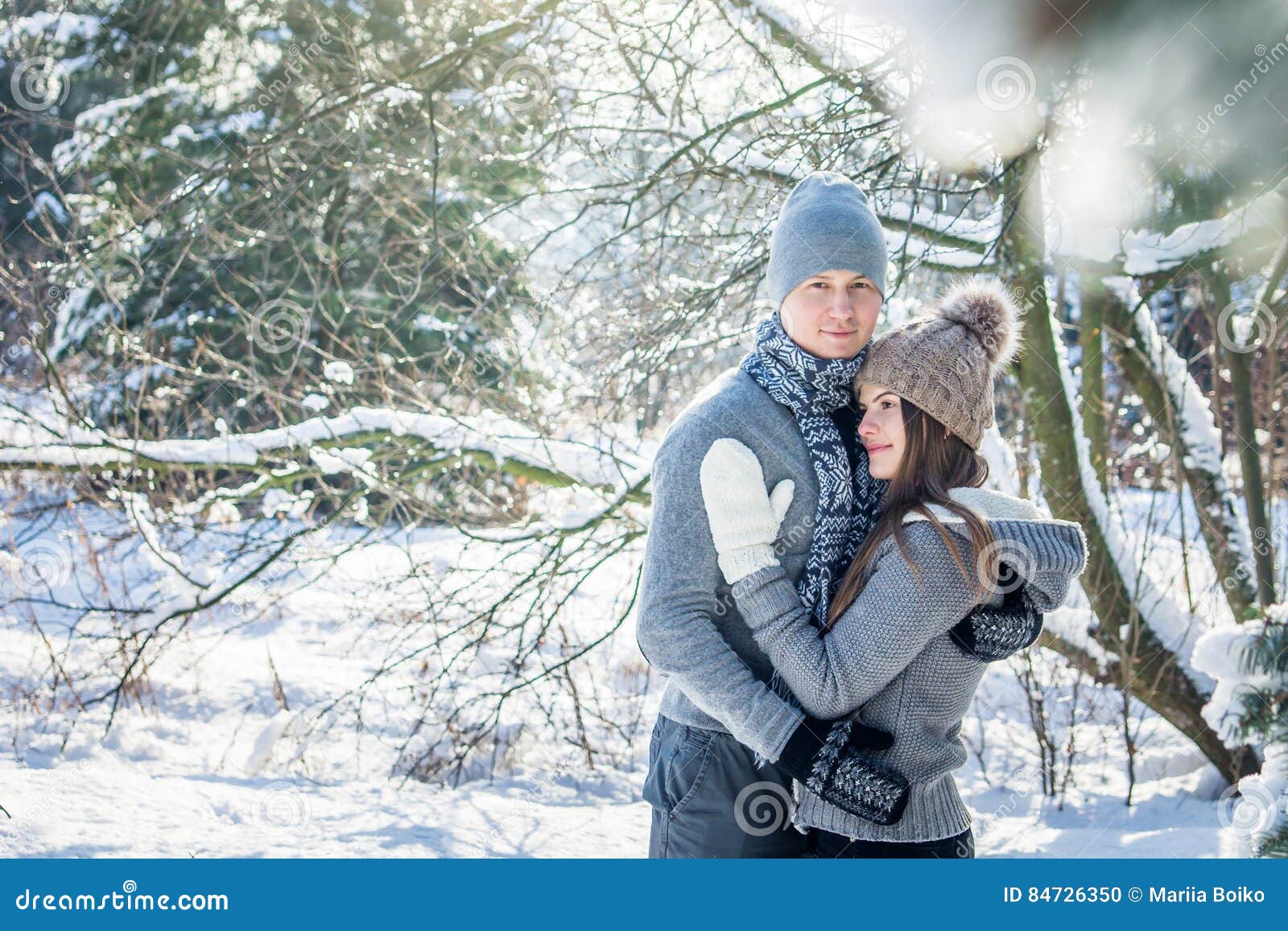 Young Couple in Love Hugs in the Forest Stock Photo - Image of casual ...