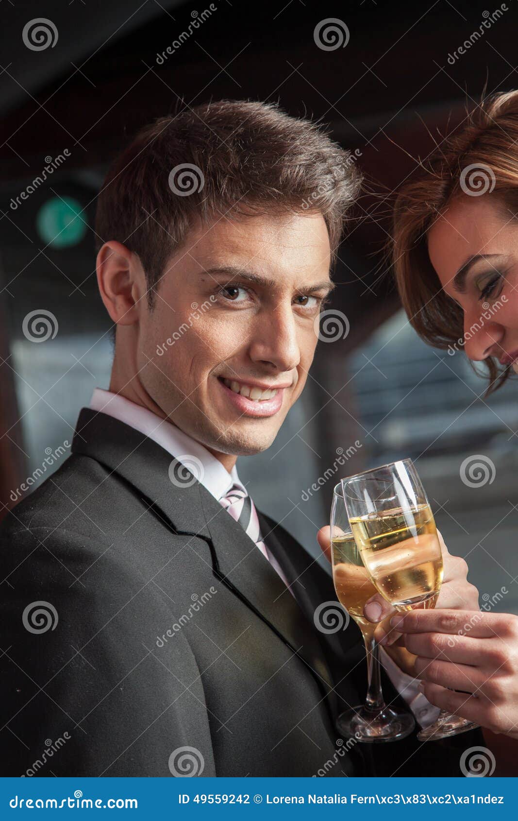 Young Couple in Love Making a Toast Stock Photo - Image of happy ...