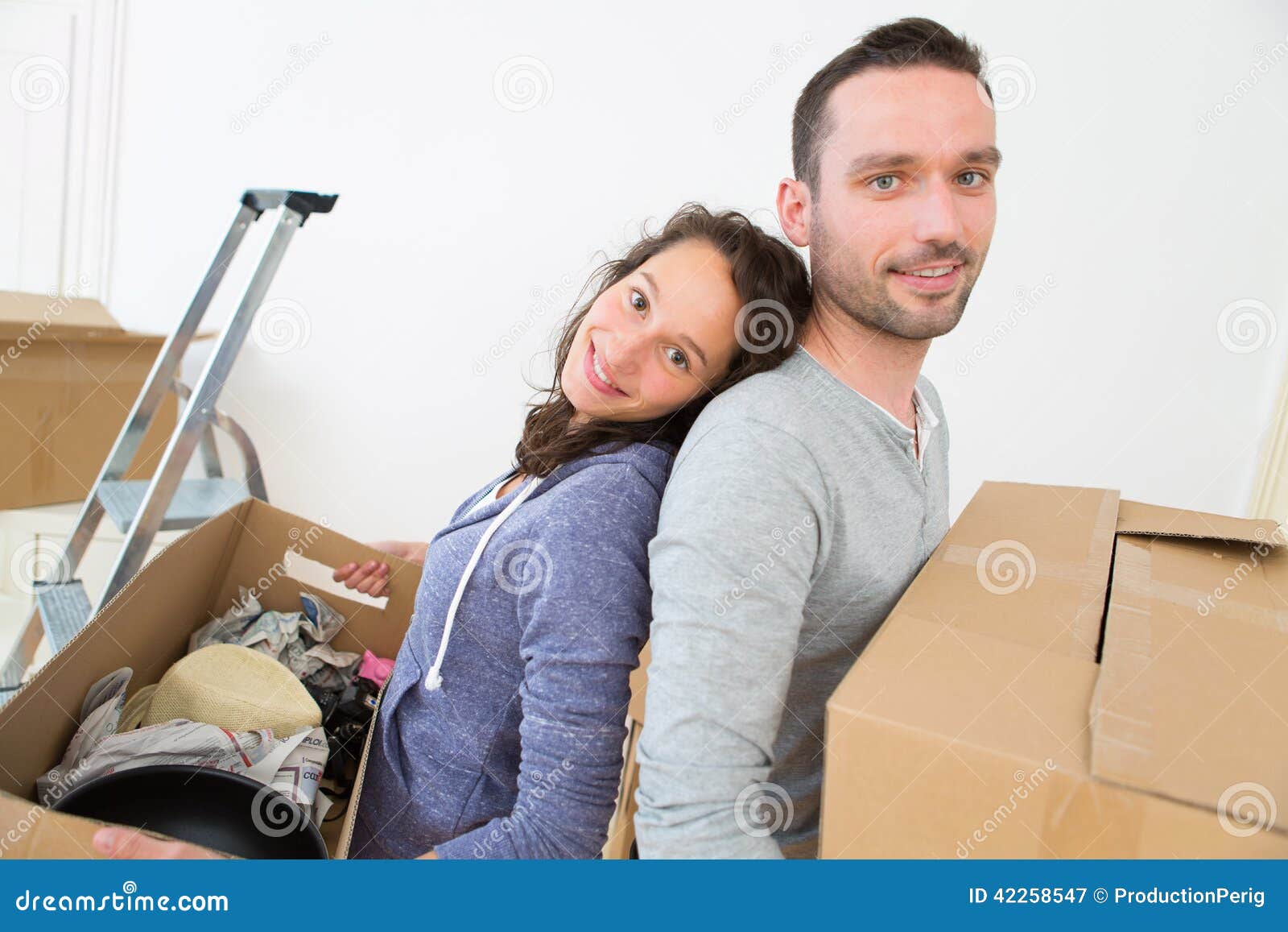 Young Couple in Love Moved in Their New Flat Stock Image - Image of ...
