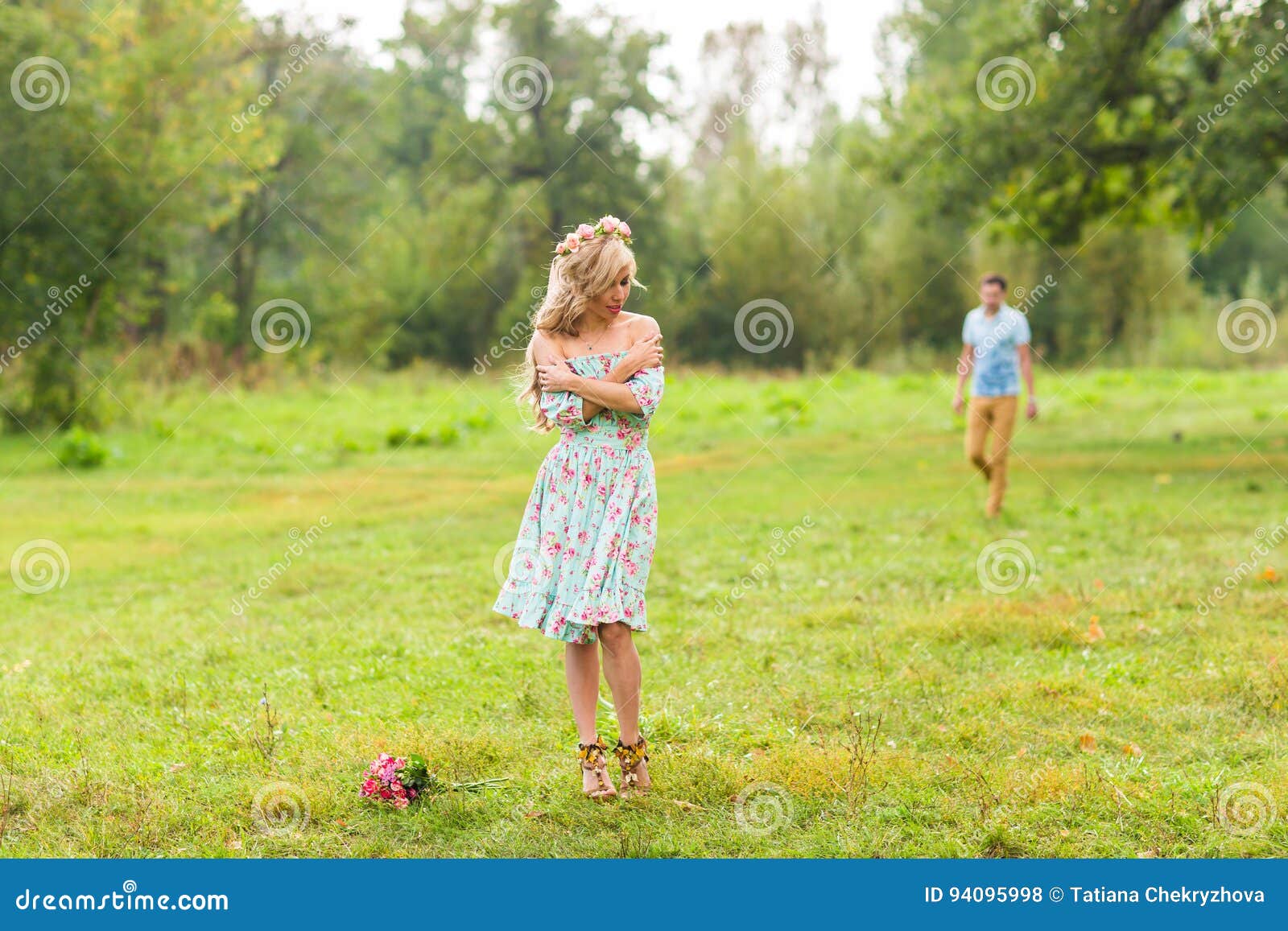 Young Couple in Love in Nature Stock Photo - Image of meadow, holiday ...