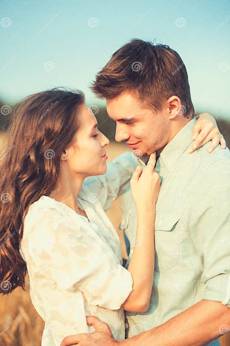 Young Couple In Love Outdoor Stunning Sensual Outdoor Portrait Of Young