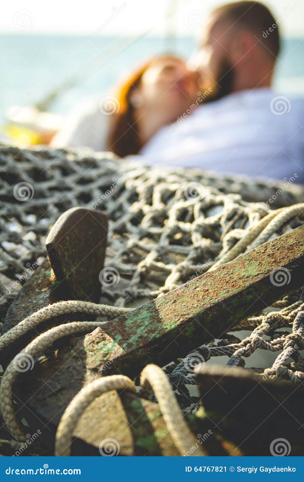 Young Couple in Love on Sail Boat Stock Image - Image of cruise ...