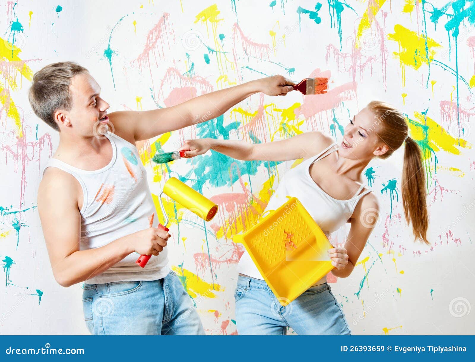 Young Couple Making Repairs Stock Image - Image of holding, husband ...