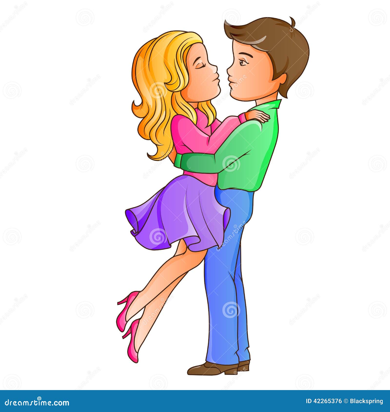 Young Couple Making a Tender Hug Stock Vector - Illustration of young ...