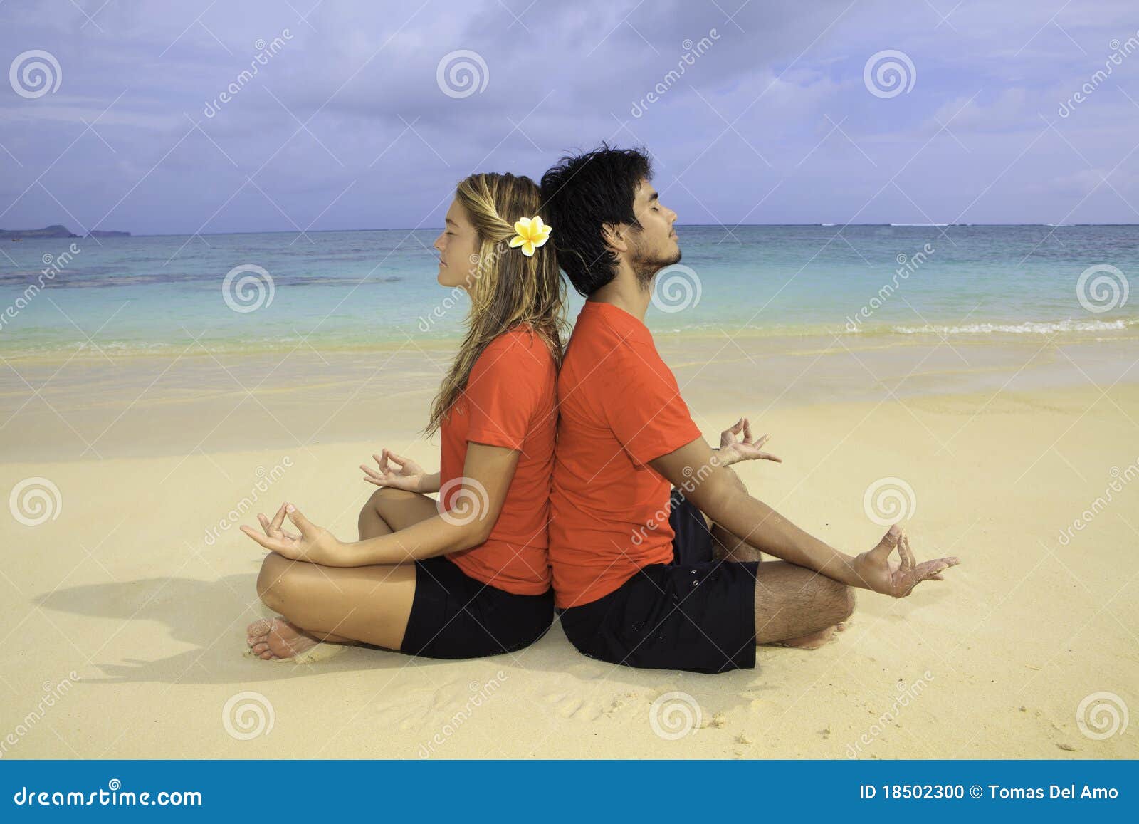 Young couple meditating stock photo. Image of hawaiian - 18502300