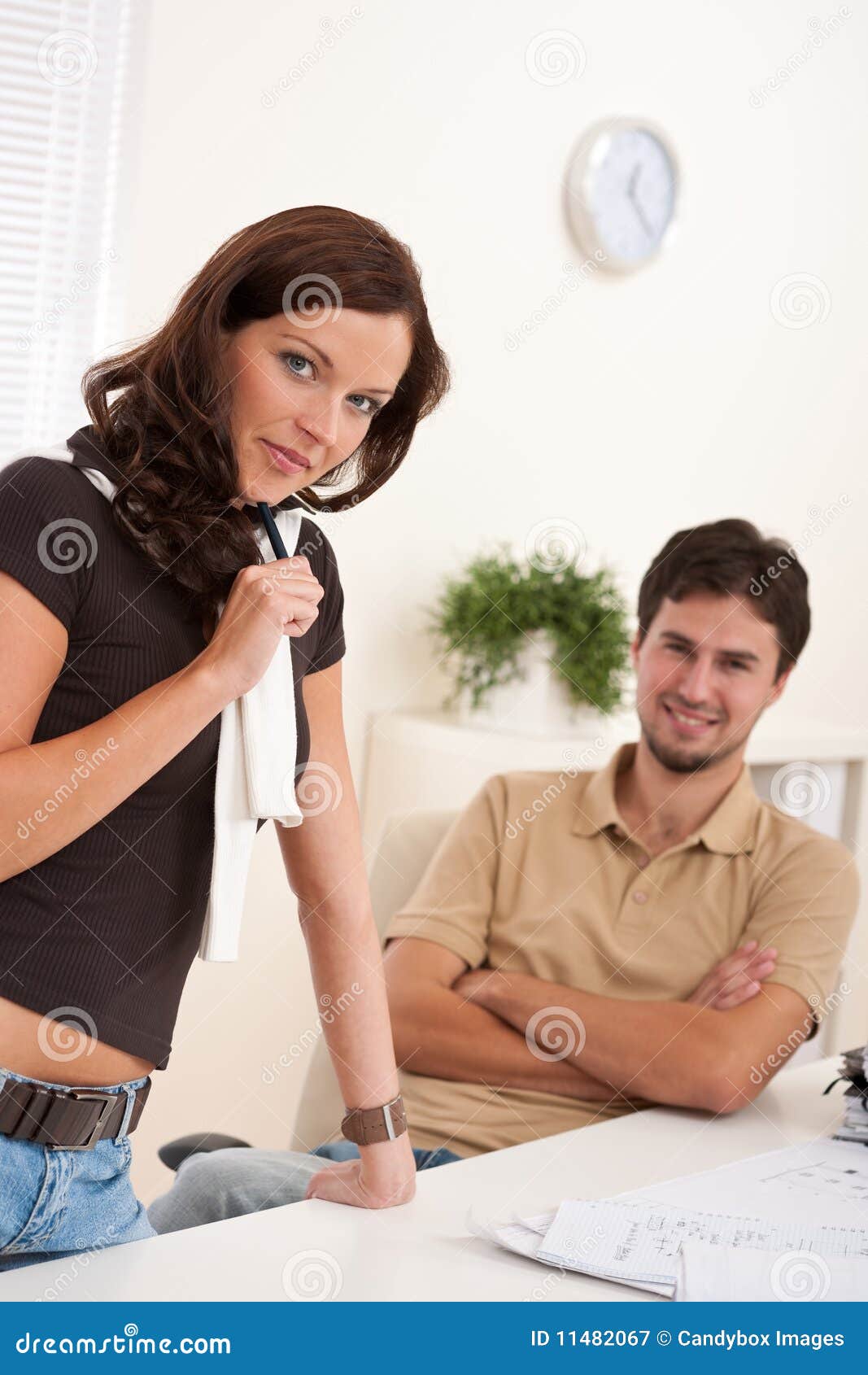 Young couple at office stock image. Image of adult, partnership - 11482067