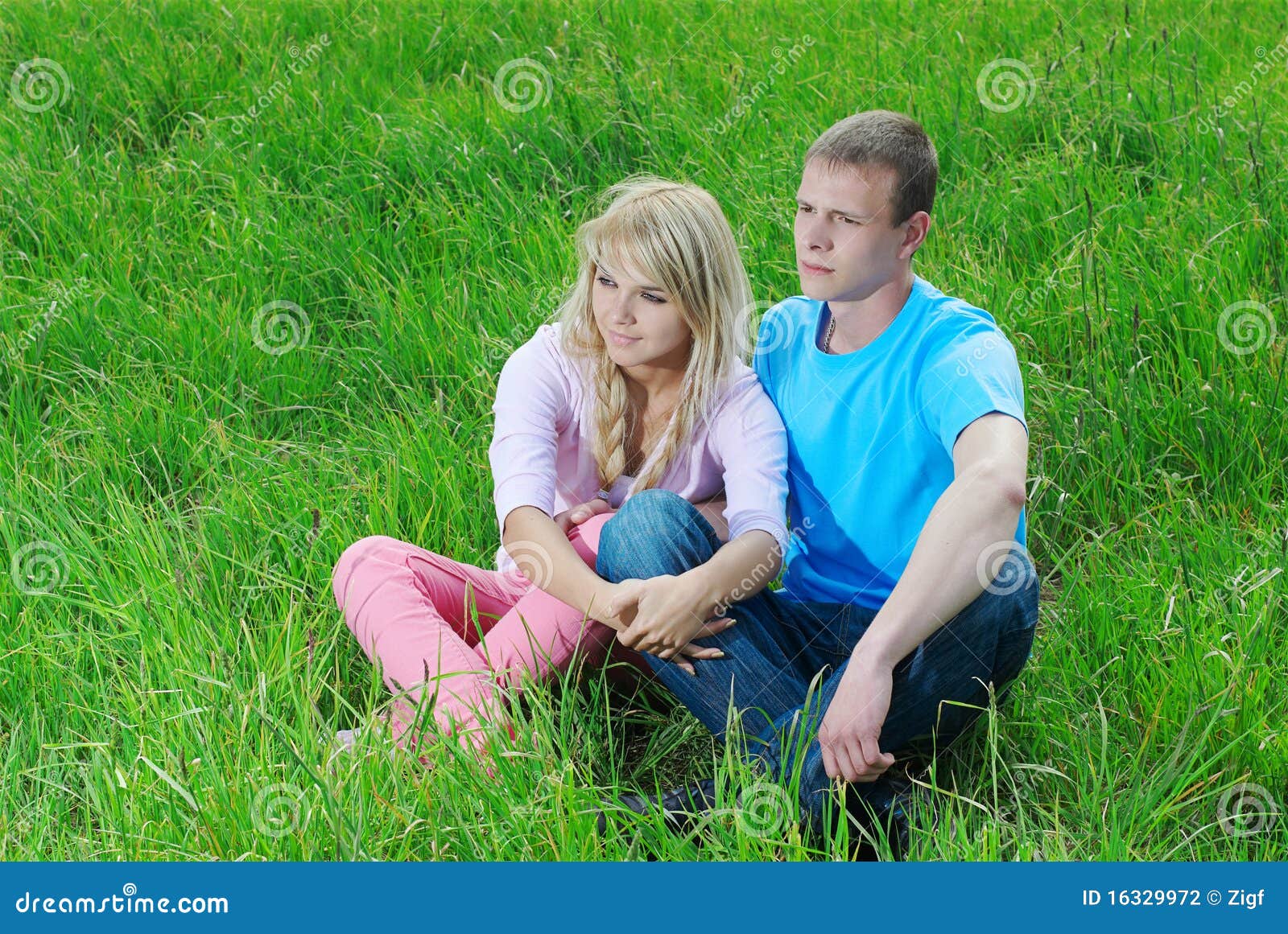 Young couple outdoors stock photo. Image of meadow, caucasian - 16329972
