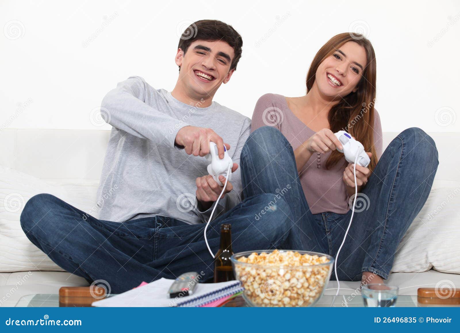 Young Couple Playing Computer Games Stock Image - Image of friends ...