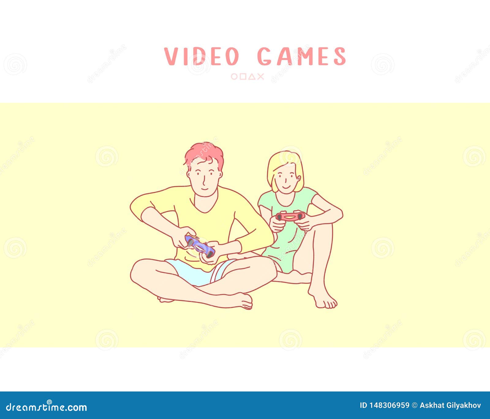 Couples Playing Video Games Drawing