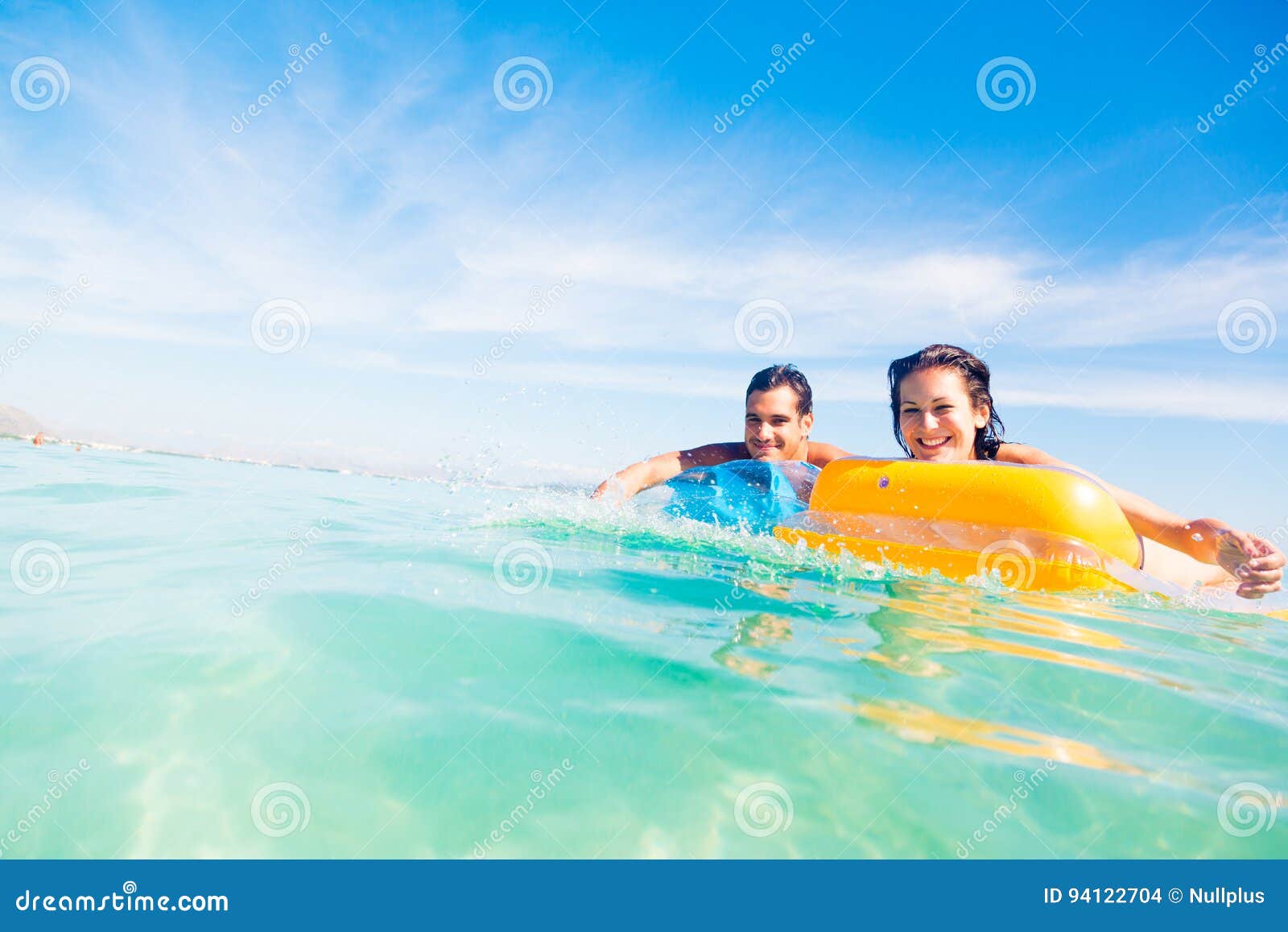 Young Couple with Pool Raft Stock Photo - Image of swimming, mallorca ...