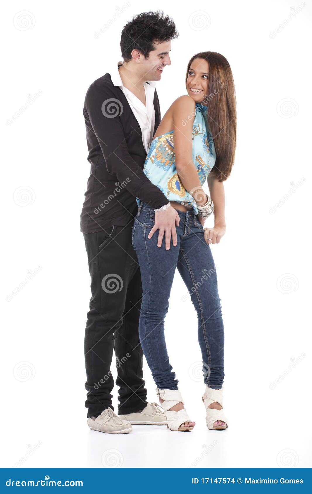 Young Couple Posing and Playing Stock Photo - Image of cheerful ...