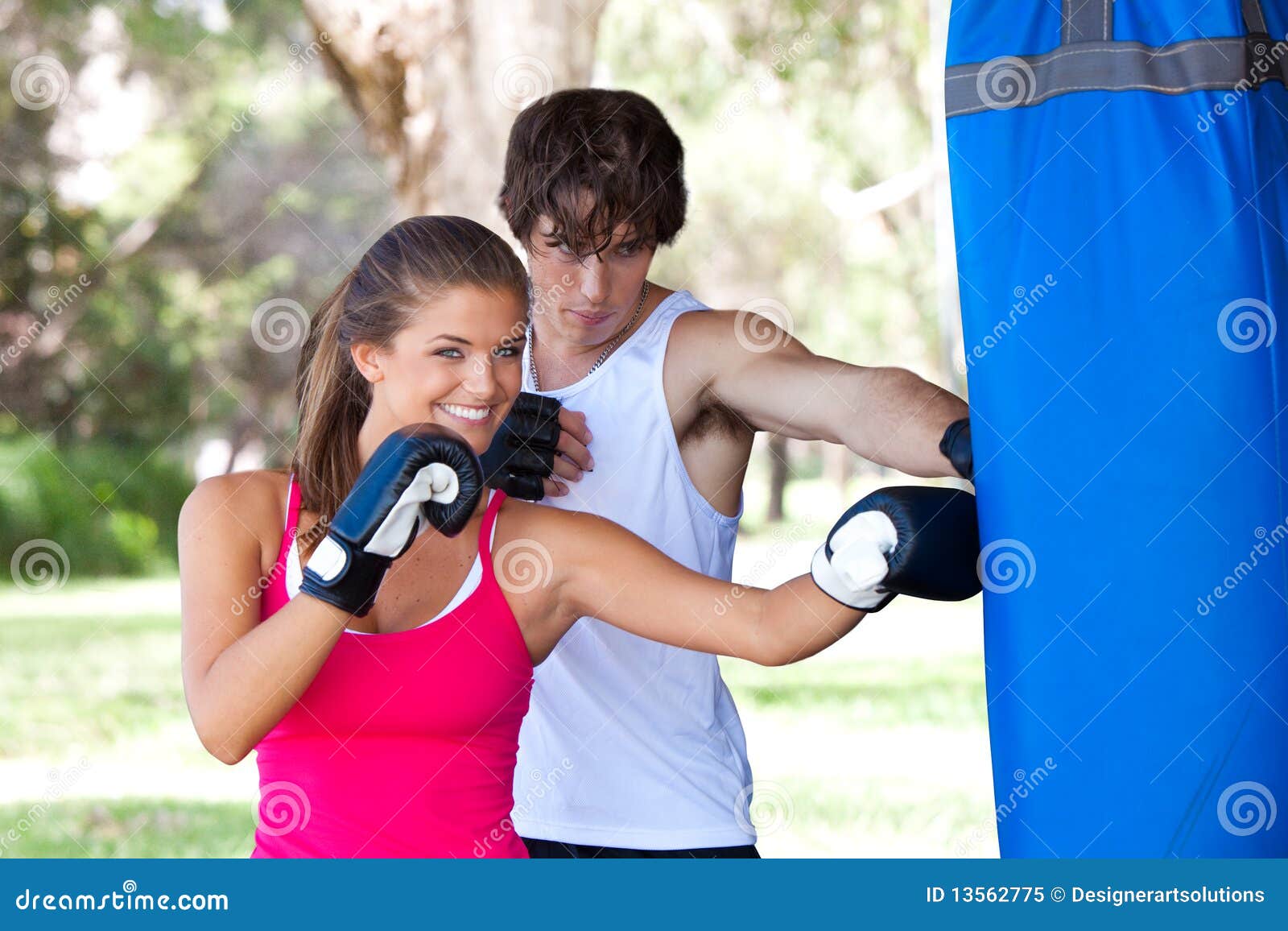 Young Couple Practicing Boxing Stock Image - Image of boxing, focus ...