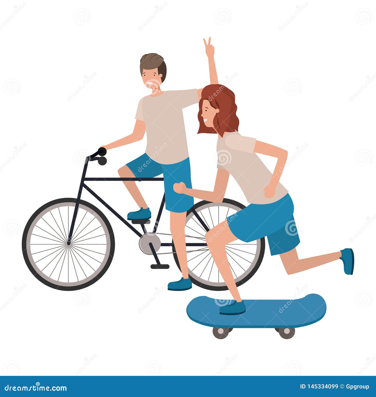 Young Couple Practicing Sports Avatar Character Stock Vector ...