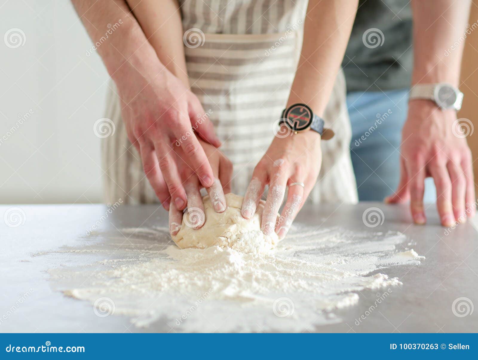 Young Couple Prepared Cake Standing in the Kitchen Stock Image - Image ...